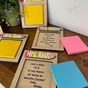 Customizable Teacher Sticky Note Post It Note Holder With Cute Message ...