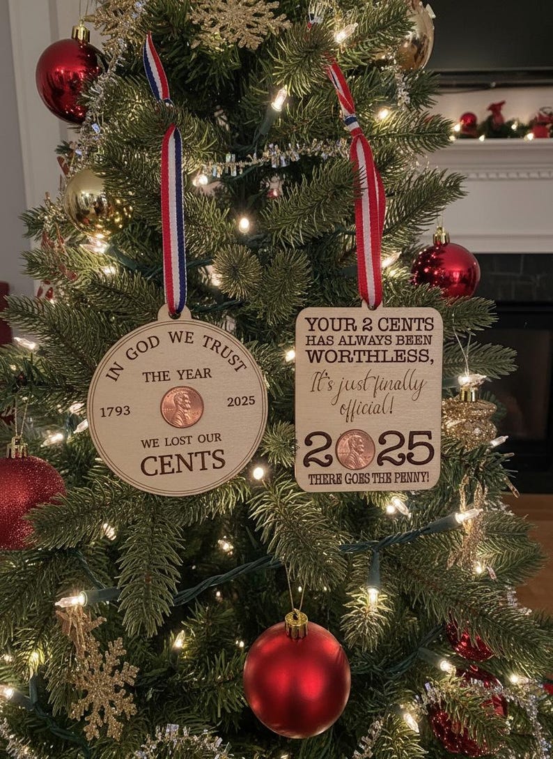 2025 Commemorative Penny Ornament 2 Versions W/ Your Choice of Ribbon ...