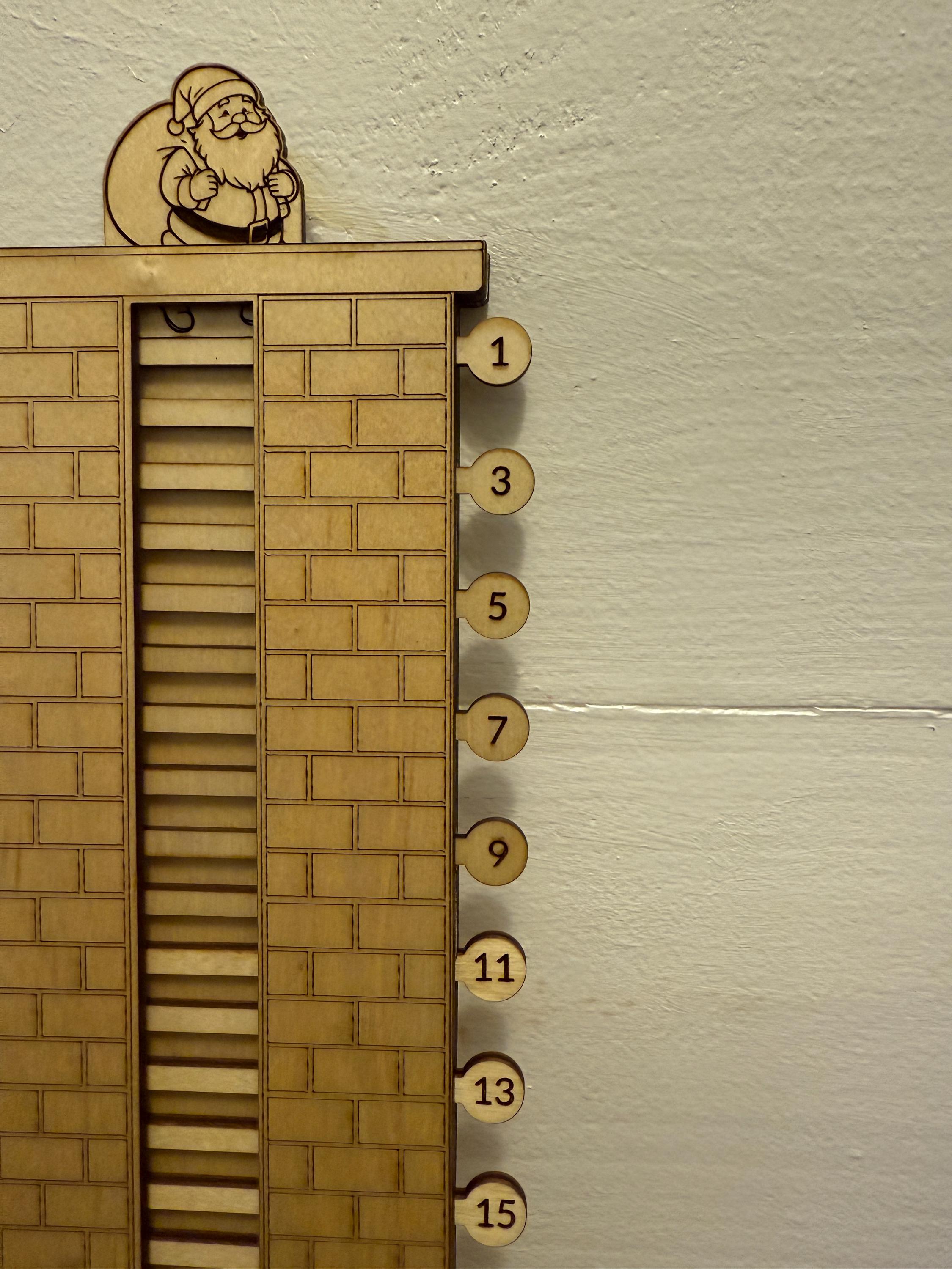 SVG Digital Laser File of Santa Going Down the Chimney Advent Calendar ...