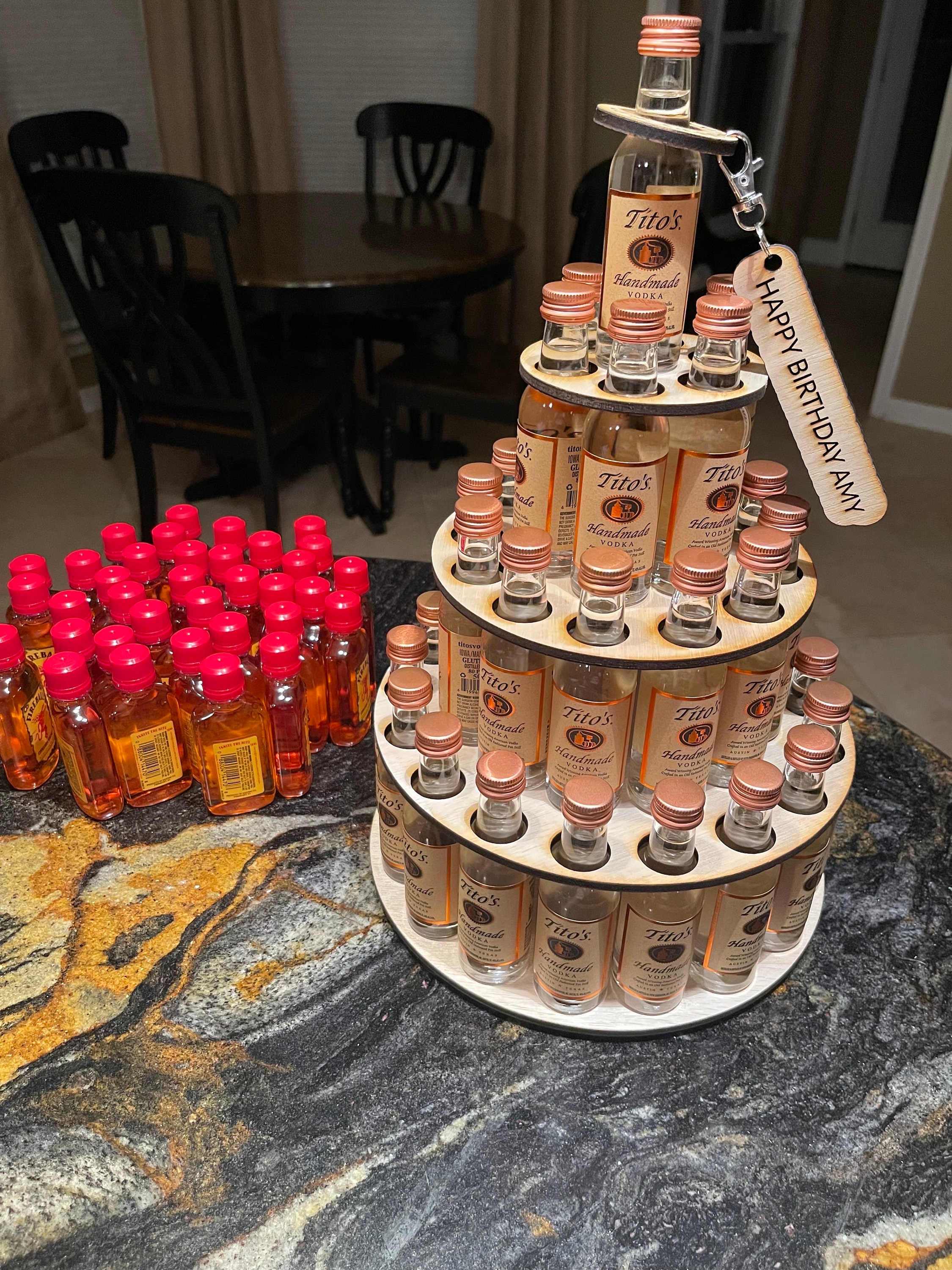 BIG 36 Mini Bottle 4 Tier Fireball or Titos Display Cake, Alcohol Cake ...