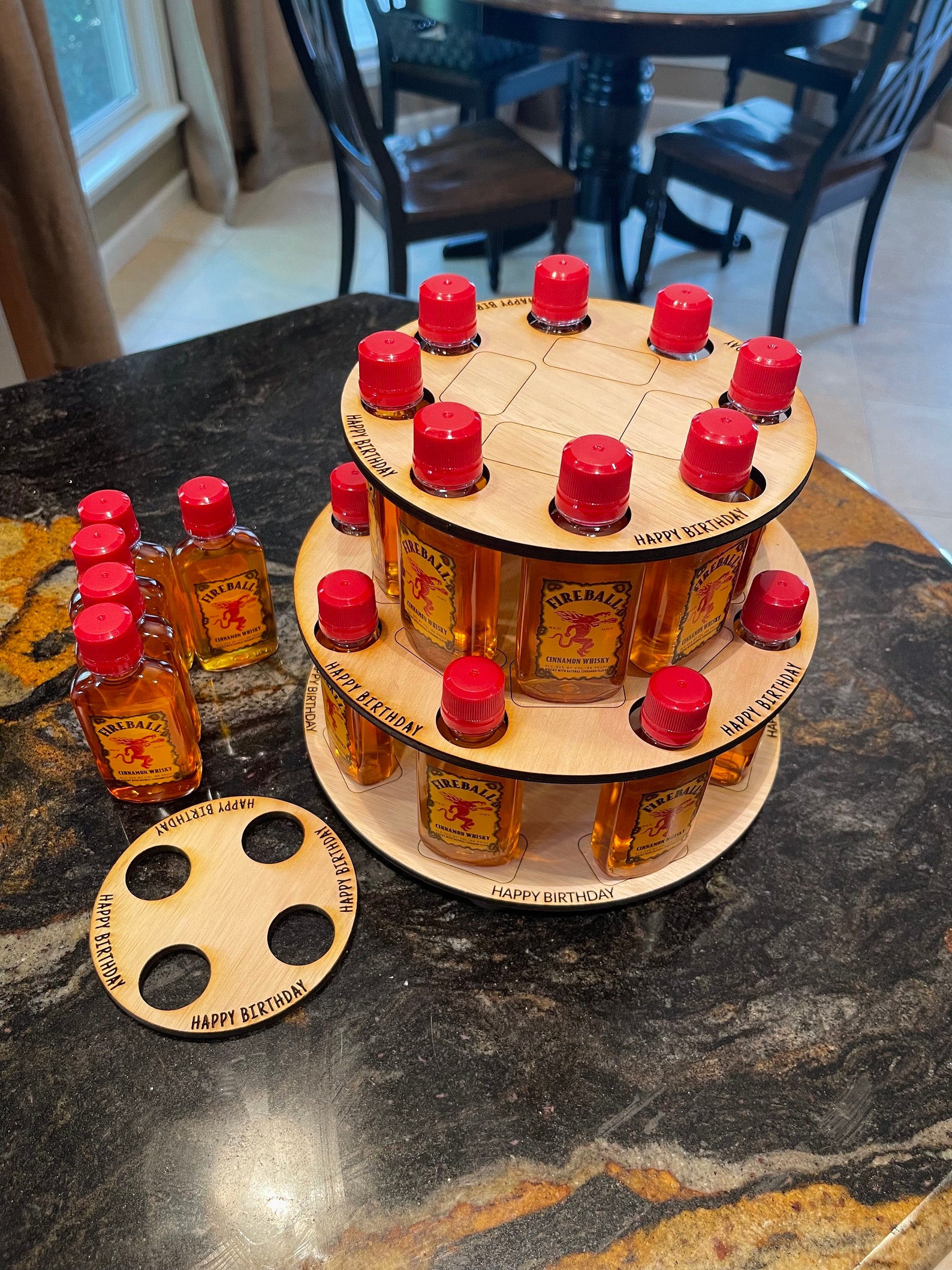 21 Bottle Tier Fireball Shot Tower 3 or 4 Tier Alcohol Cake, 21st ...