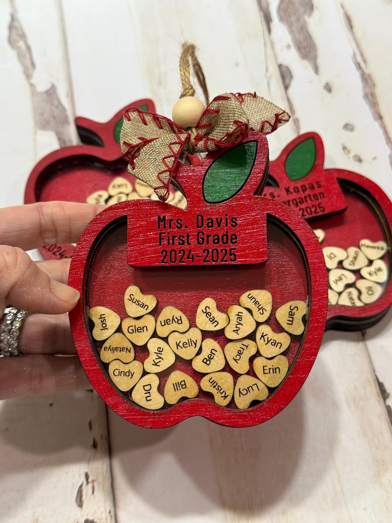 Personalized Teacher Appreciation Apple Ornament Gift With Classroom ...