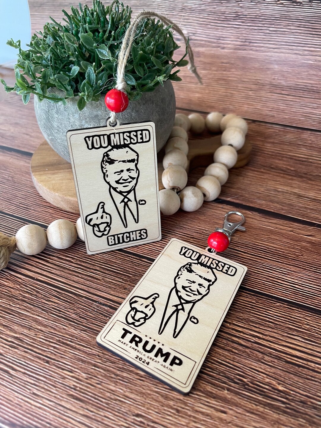 You Missed President Trump 2024 Ornament Keychain Hangtag With Red Bead ...