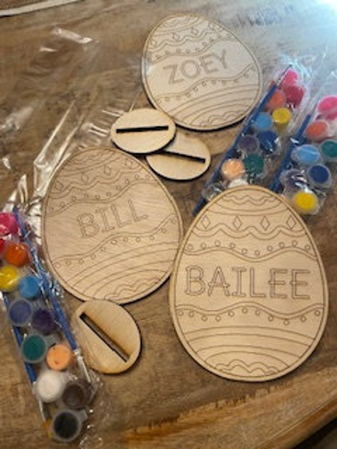 Custom Easter Egg Happy Easter Classroom Painting Craft With Stand and 12 Paint Colors Included ...