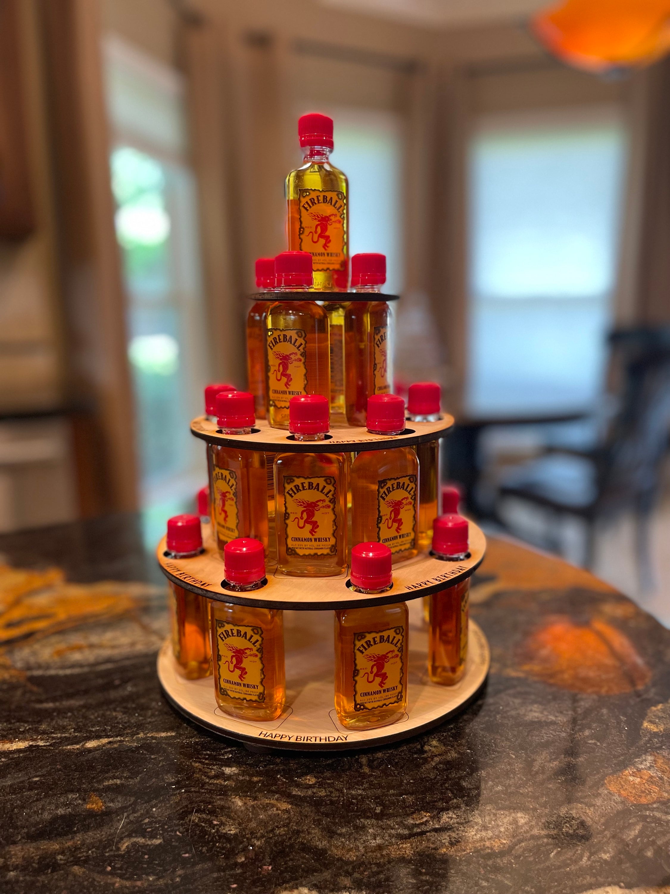 21 Bottle Tier Fireball Shot Tower 3 or 4 Tier Alcohol Cake, 21st ...