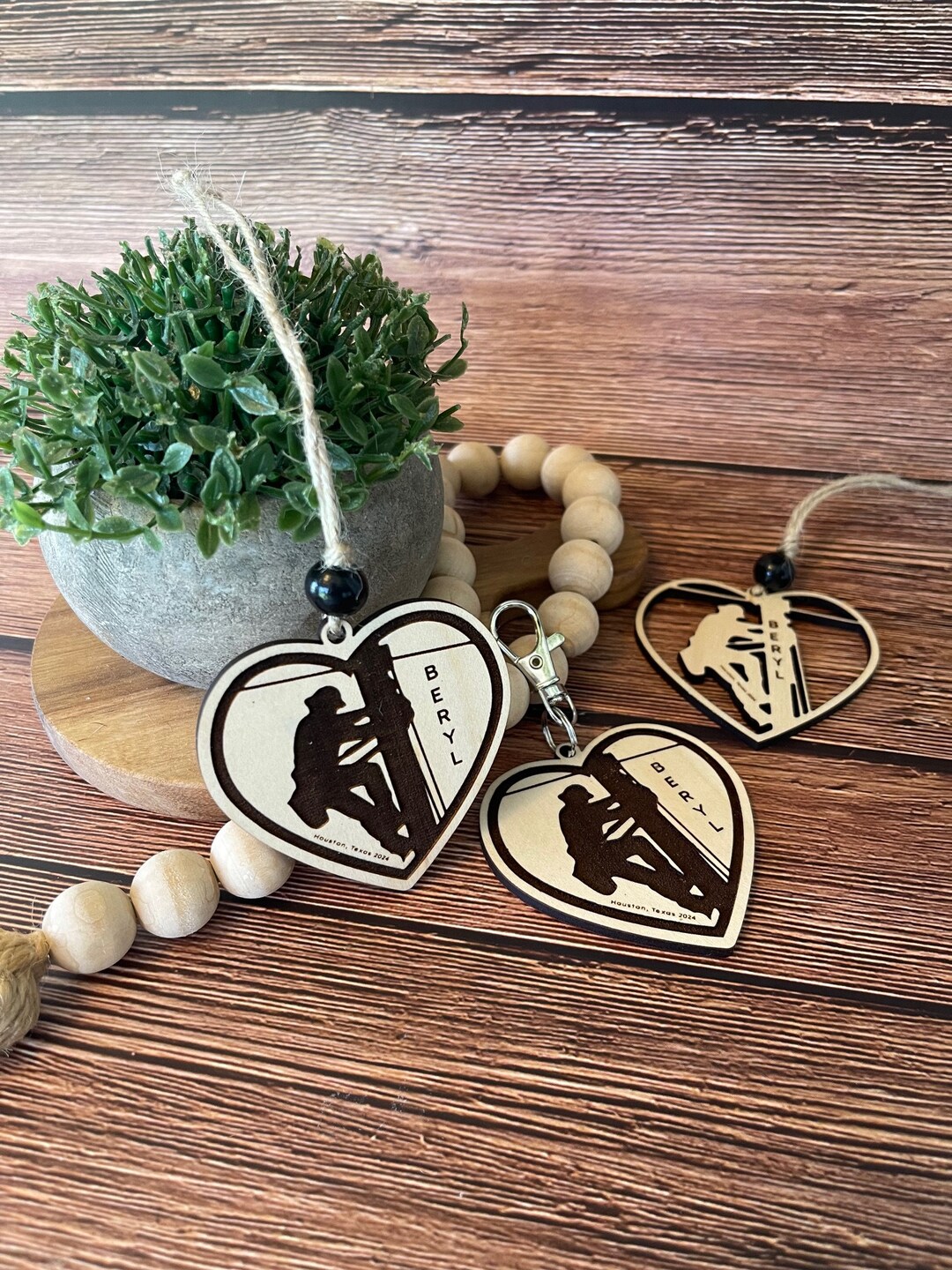 Hurricane Beryl Ornament Keychain Hang Tag Lineman on Pole Houston ...