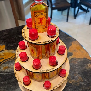 21 Bottle Tier Fireball Shot Tower 3 or 4 Tier Alcohol Cake, 21st ...