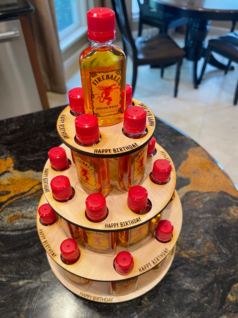 21 Bottle Tier Fireball Shot Tower 3 or 4 Tier Alcohol Cake, 21st ...