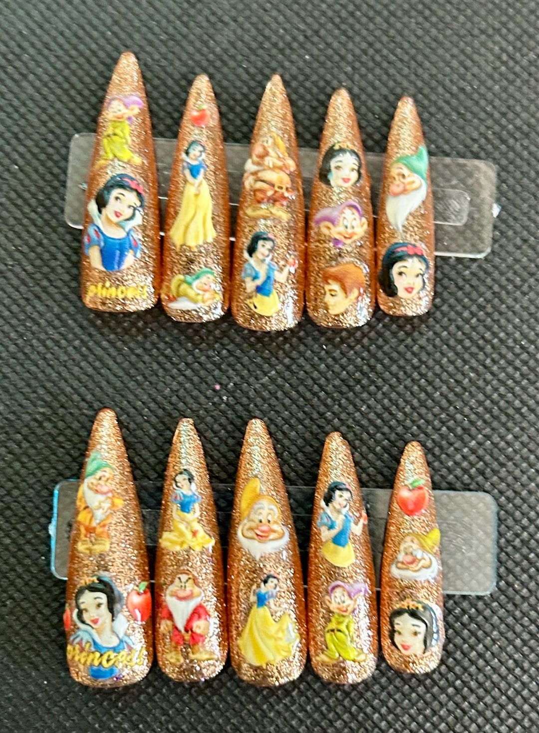 Gold Glitter Snow White Press on Nails - Etsy