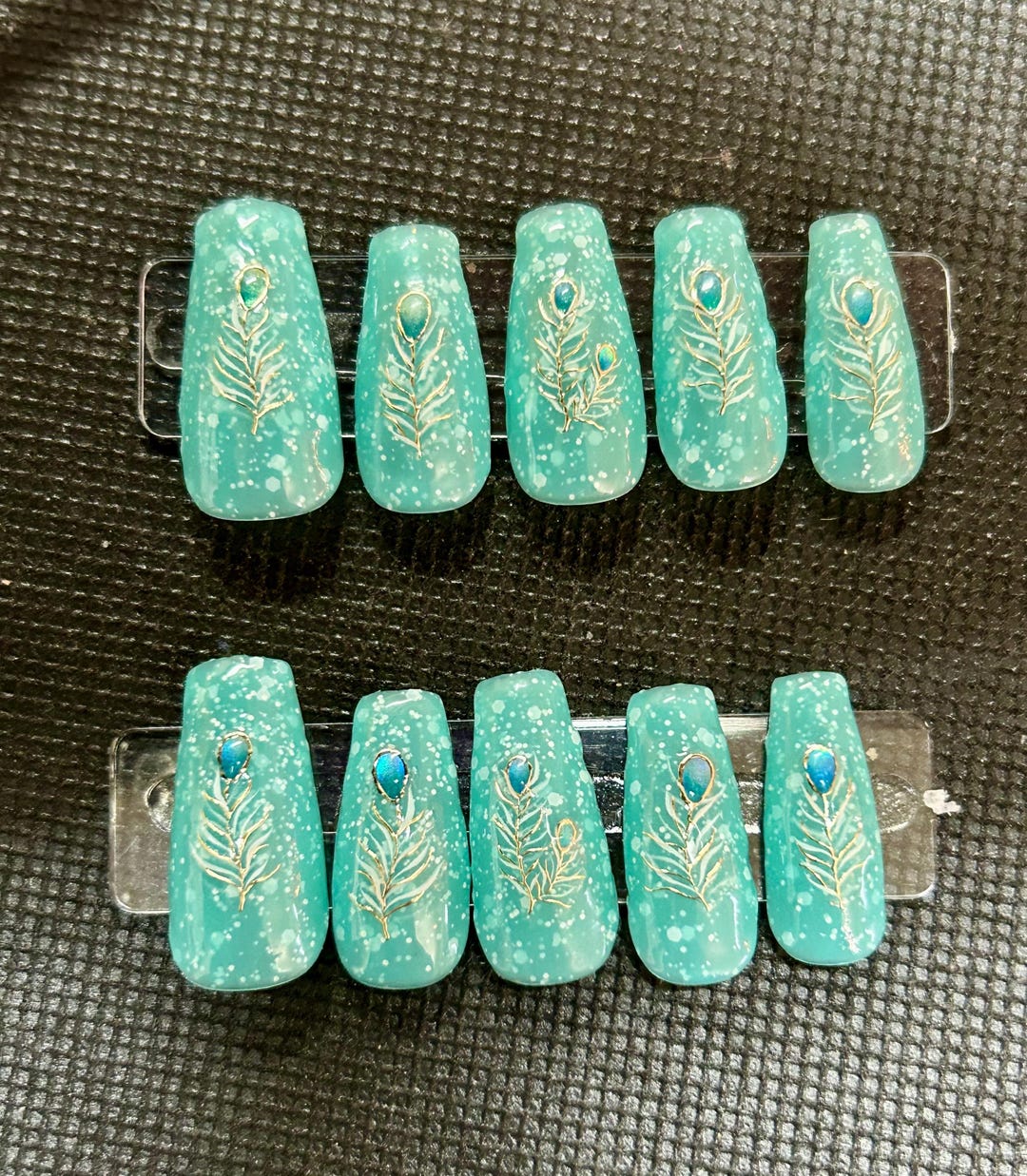 Blue Feather Press on Nails - Etsy