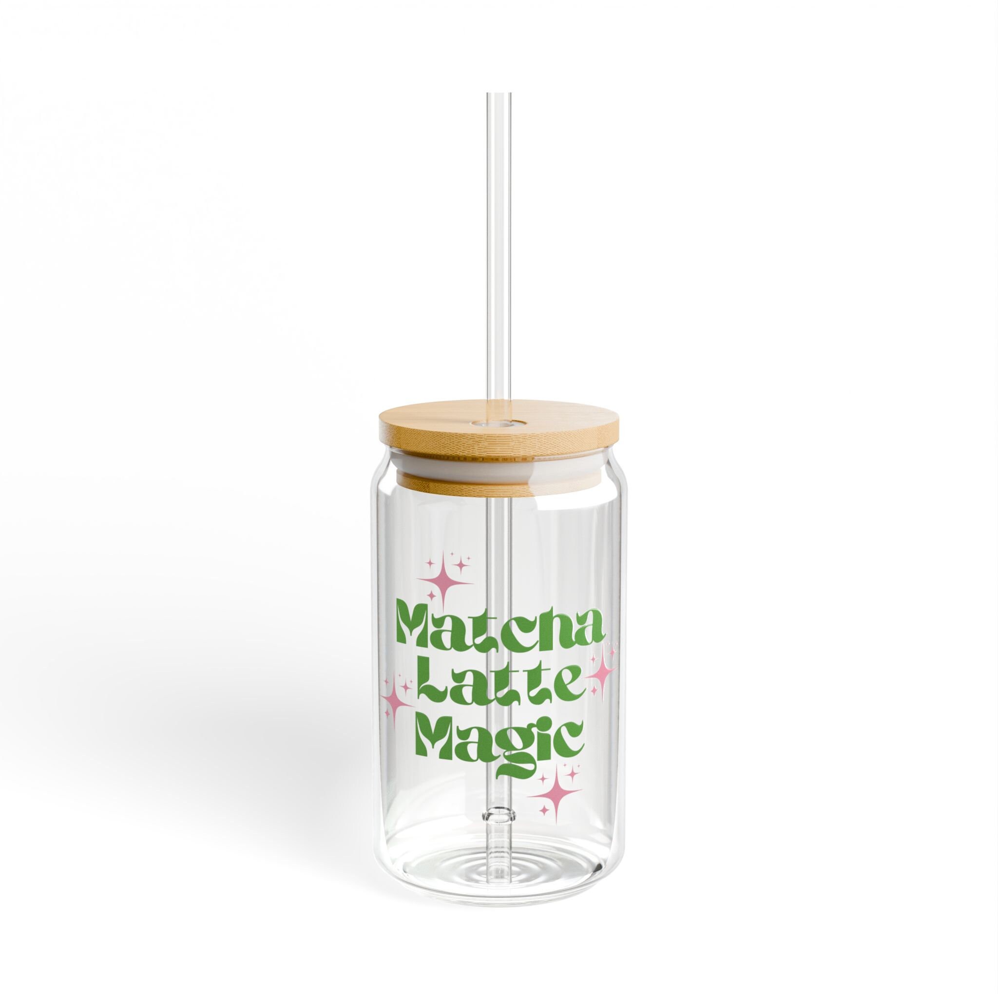 Matcha Latte Magic Glass With Lid Cute Tumbler Stylish Iced Matcha Cup ...