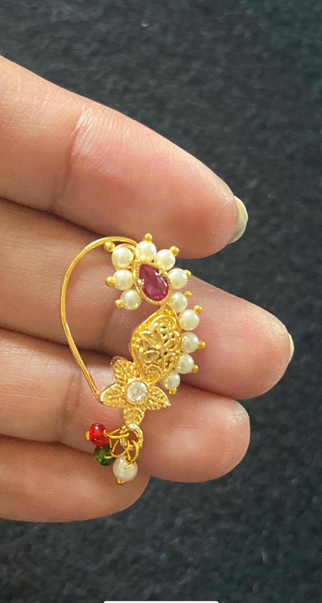 Press-on Maharashtrian Nath, Nose Pin Traditional - Etsy