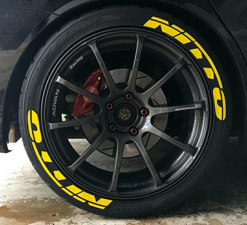 NITTO Yellow Tire Stickers Tire Letters Decal Custom 1'' 8x Permanent ...