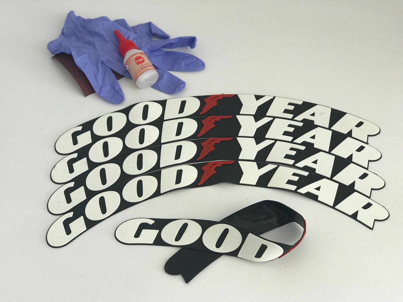 GOODYEAR Tire Stickers Tire Letters Decal Custom 1'' 8x Permanent Tire ...