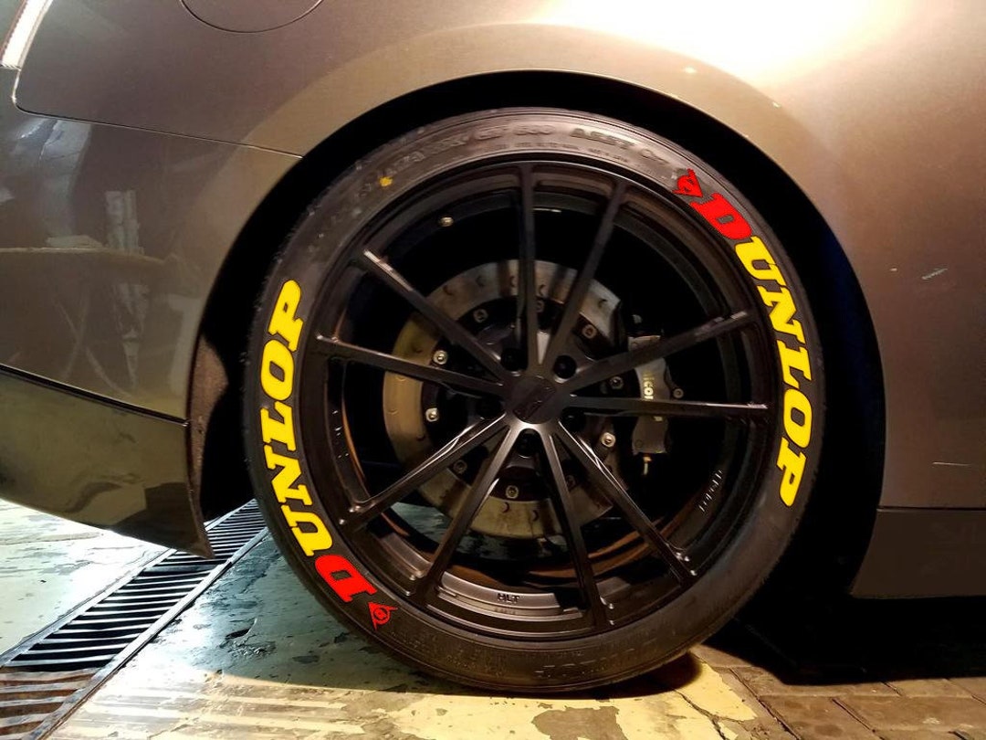 DUNLOP Yellow Tire Stickers, 1'' Permanent Decal (8x) - Etsy