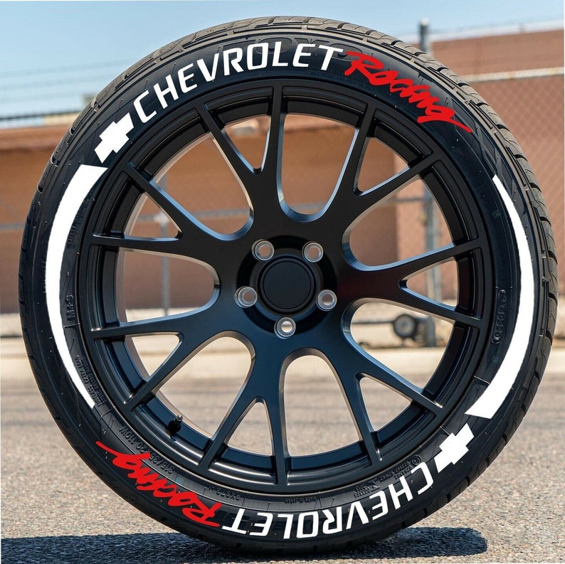 CHEVROLET RACING & STRIP Tire Stickers Tire Letters Decal Custom 1'' 8x ...