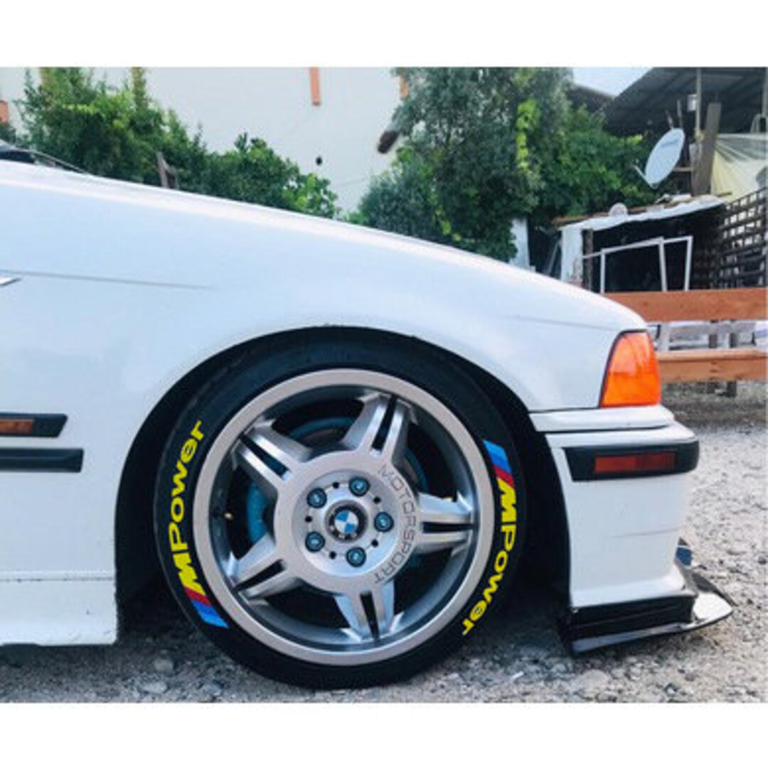 M POWER Yellow Tire Stickers Tire Letters Decal Custom 1'' 8x Permanent ...
