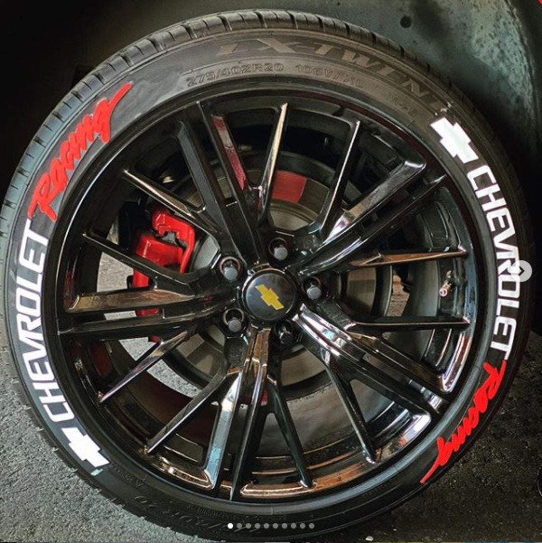 CHEVROLET RACING Tire Stickers Tire Letters Decal Custom 1'' 8x ...