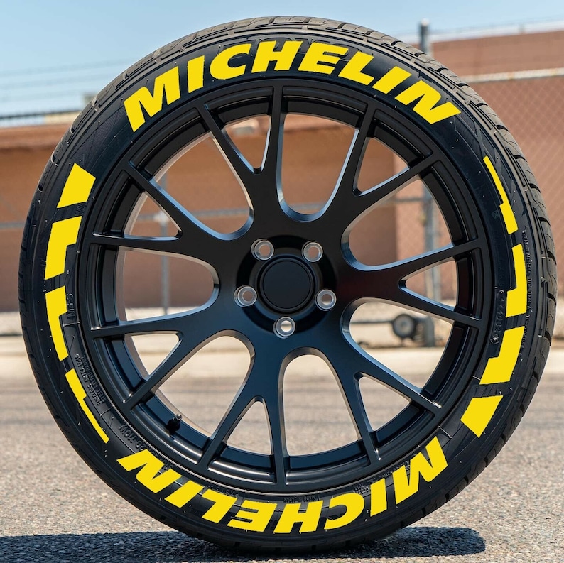 YELLOW MICHELIN & STRIP Tire Stickers Tire Letters Decal Custom 1'' 8x ...