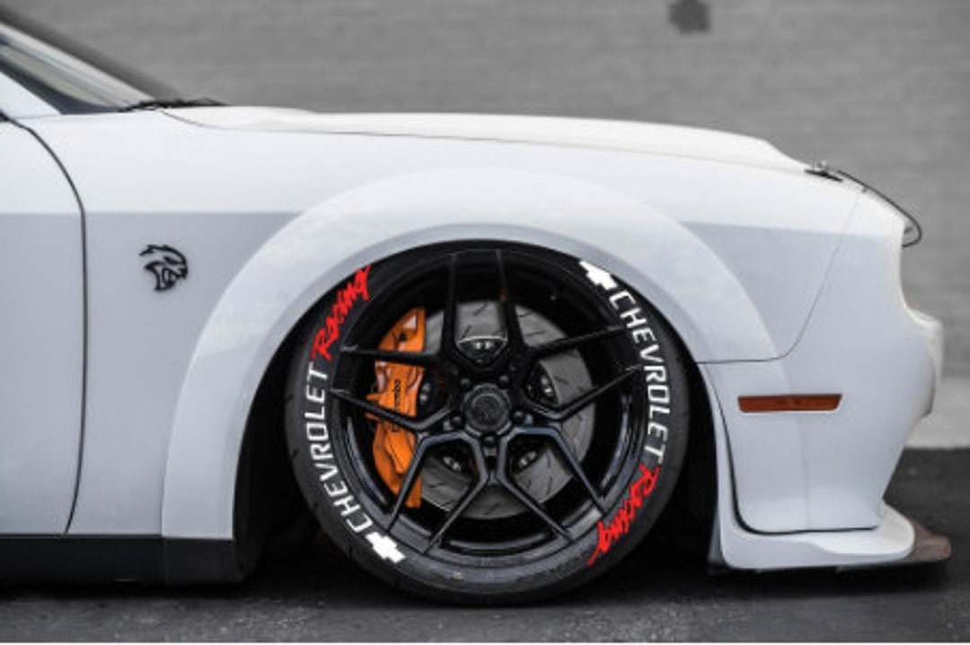 CHEVROLET RACING Tire Stickers Tire Letters Decal Custom 1'' 8x ...
