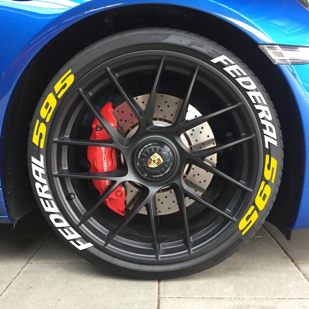 FEDERAL 595 Yellow Tire Stickers Tire Letters Decal Custom 1'' 8x ...