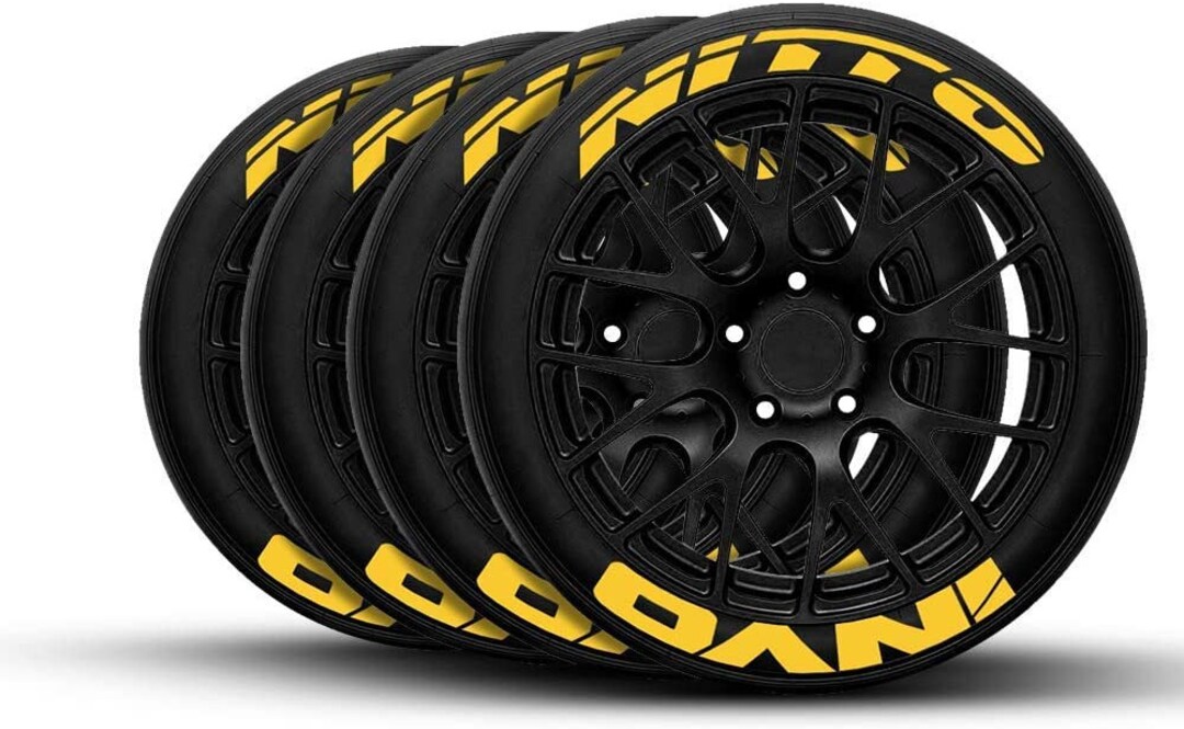NITTO INVO Yellow Tire Stickers Tire Letters Decal Custom 1'' 8x ...