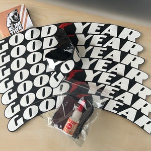 GOODYEAR & STRIP Tire Stickers Tire Letters Decal Custom 1'' 8x ...