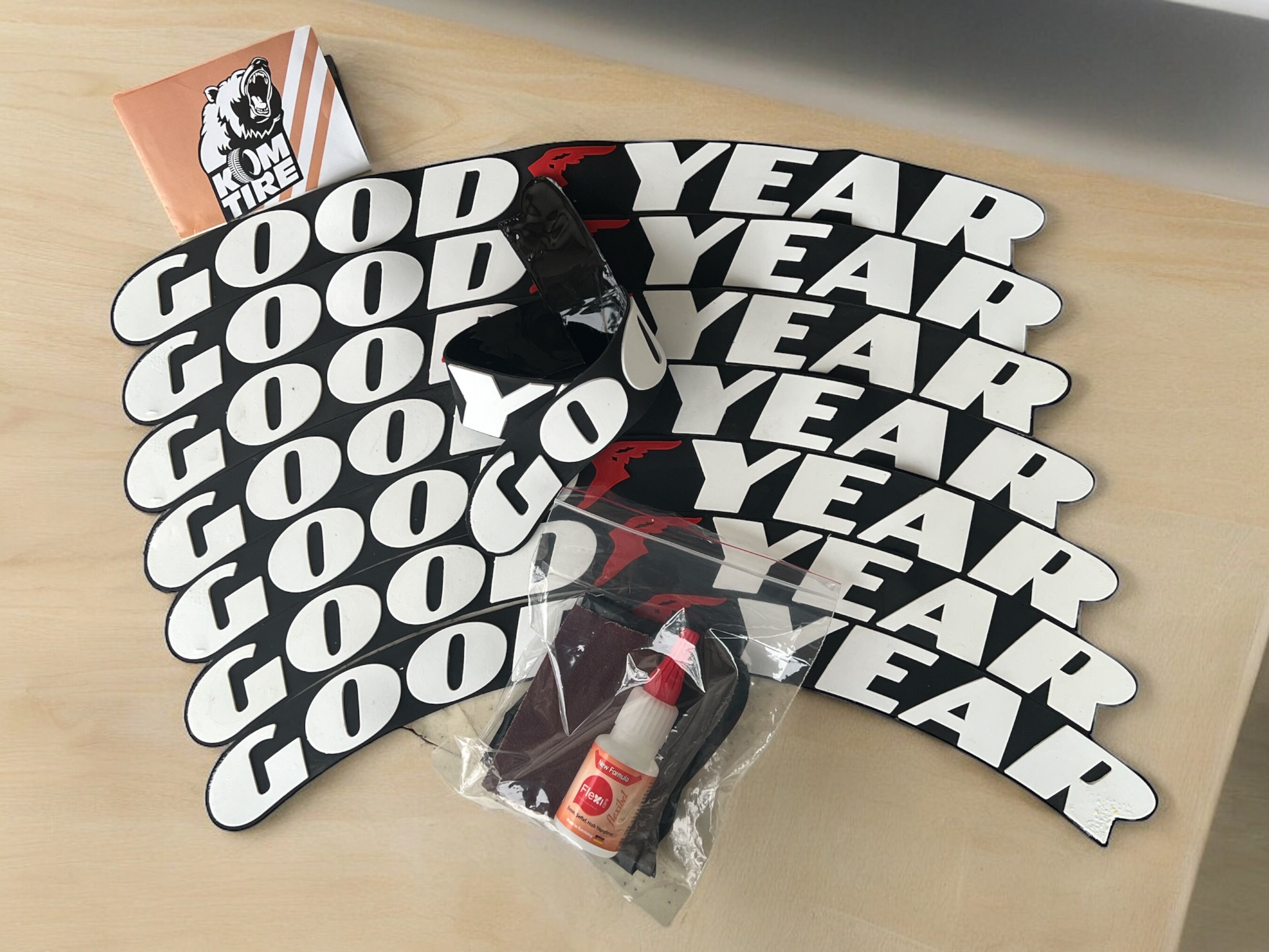 GOODYEAR & STRIP Tire Stickers Tire Letters Decal Custom 1'' 8x ...