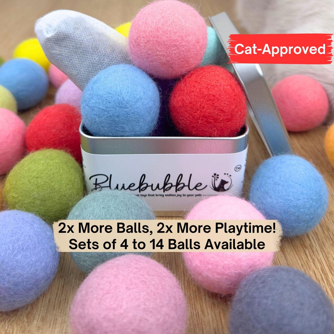 Catnip Silvervine Infused Wool Cat Toy Balls With Recharging Tin, Fetch ...