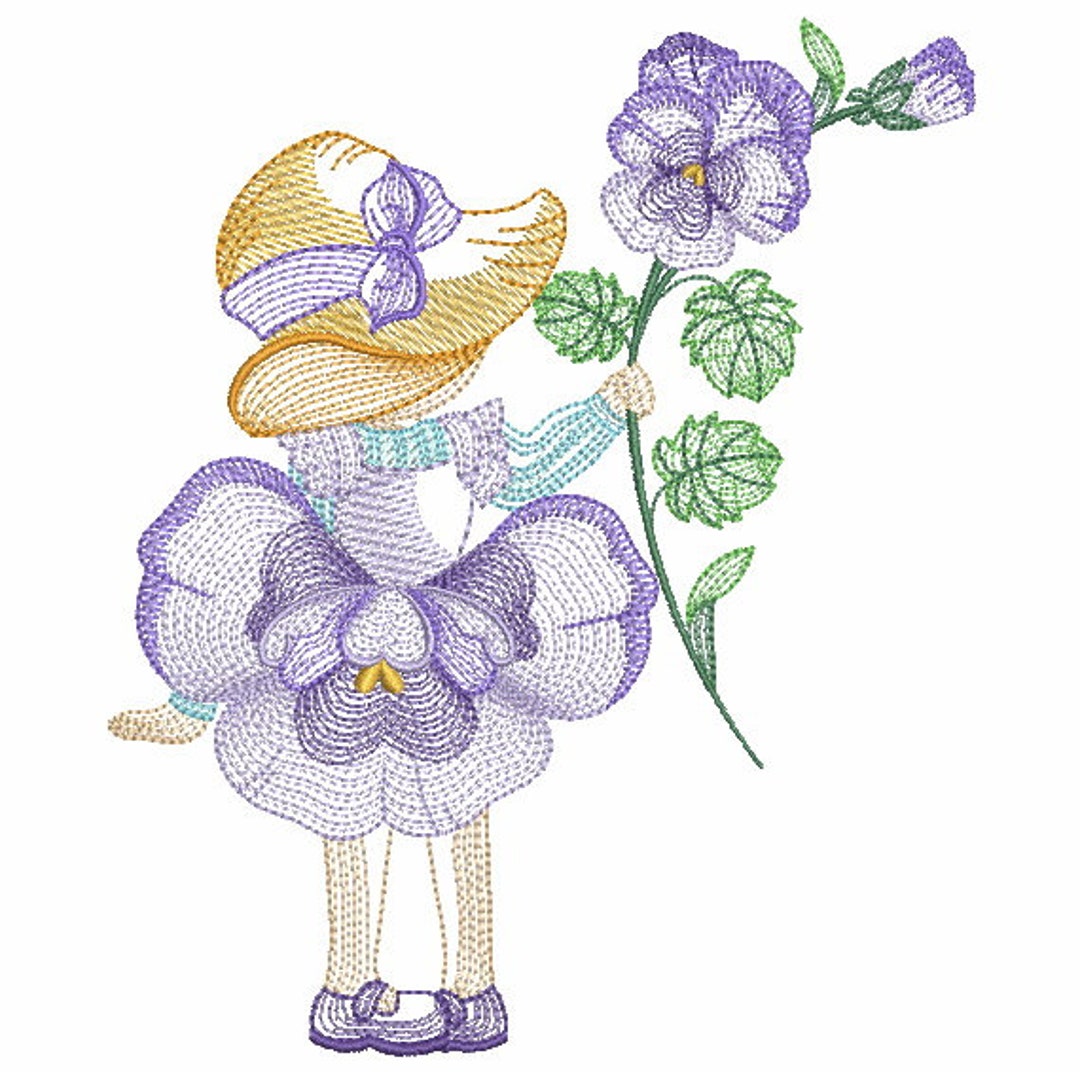 Sunbonnet Sue Flower Embroidered Quilt Blocks Quilting Sewing Gift - Etsy