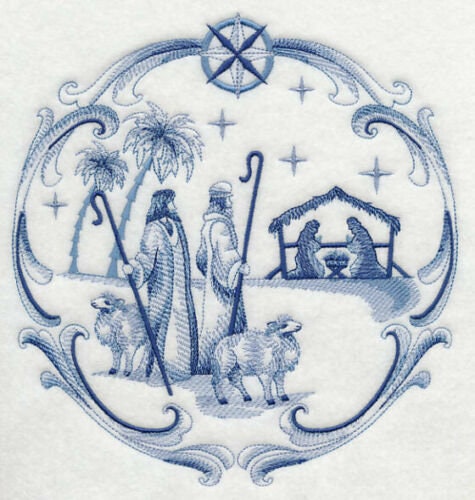 Delft Blue Nativity Christmas EMBROIDERED QUILT BLOCKS - Etsy