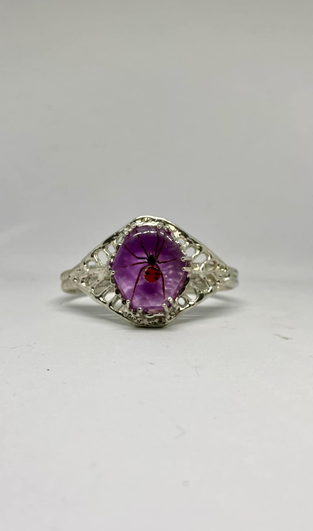 POISONOUS Real Black Widow Spider CUFF Bangle 925 Sterling Silver ...