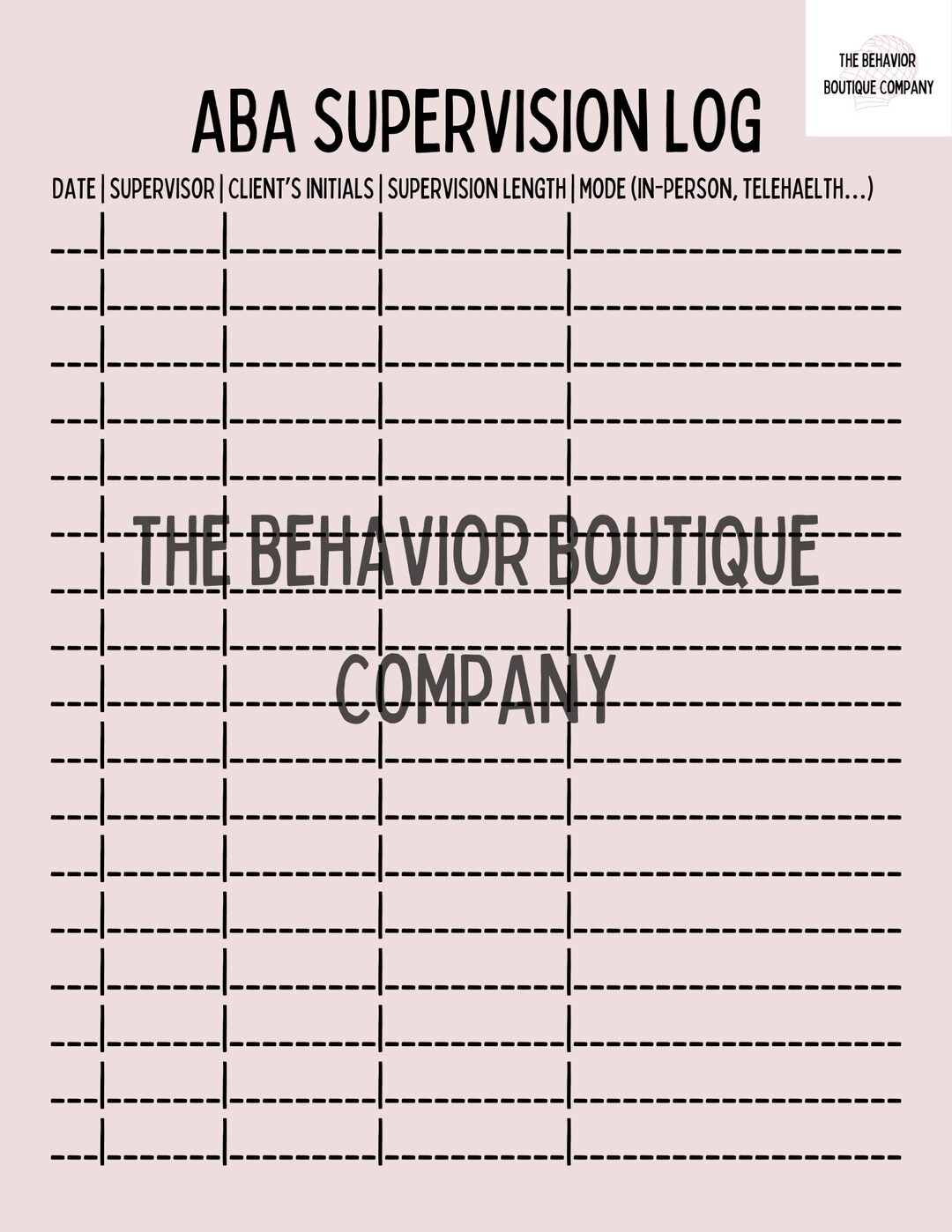 ABA RBT Supervision Log - Etsy