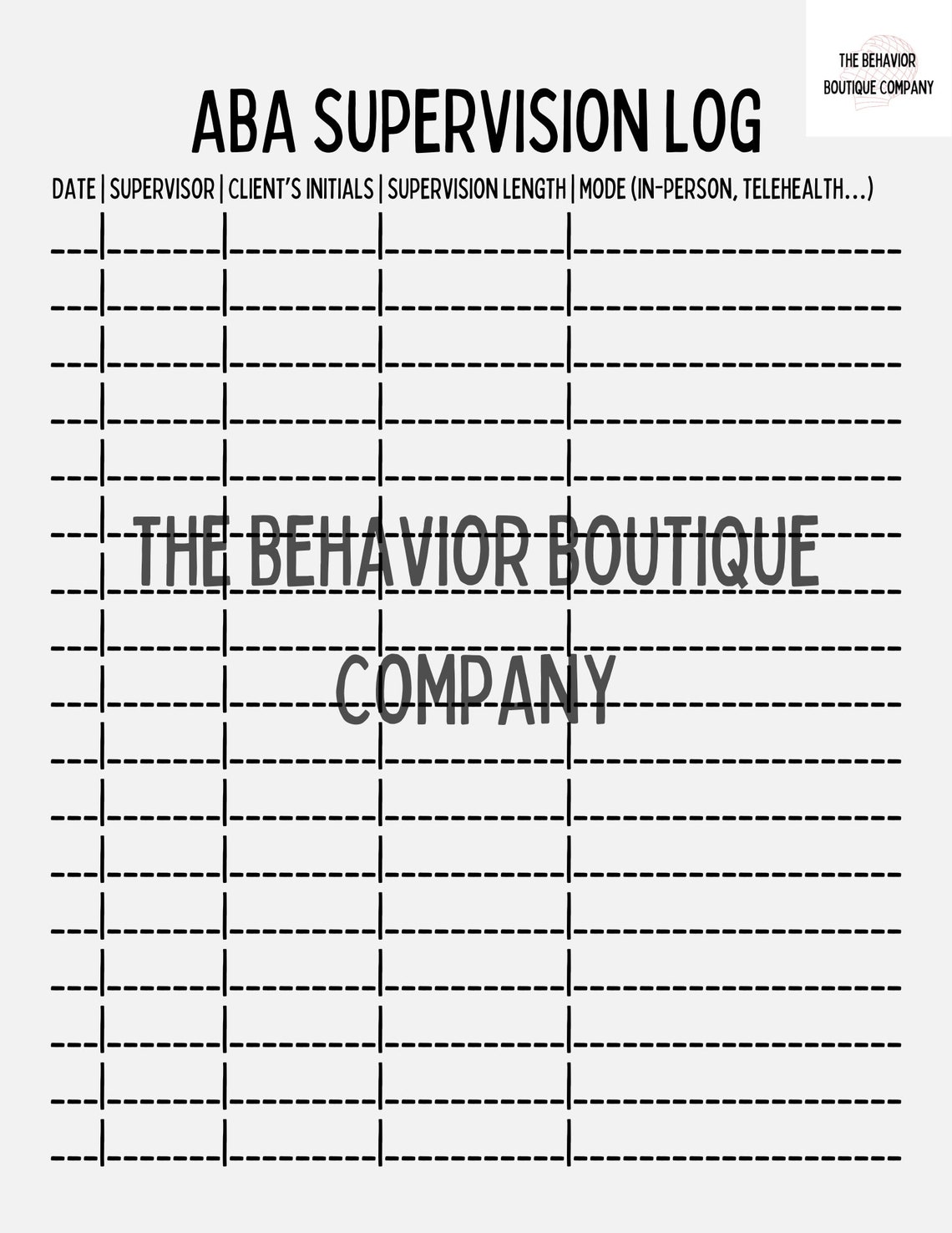 ABA RBT Supervision Log - Etsy