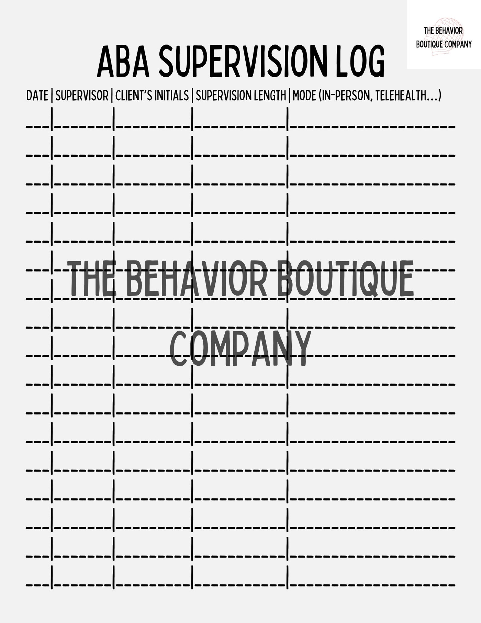 ABA RBT Supervision Log - Etsy