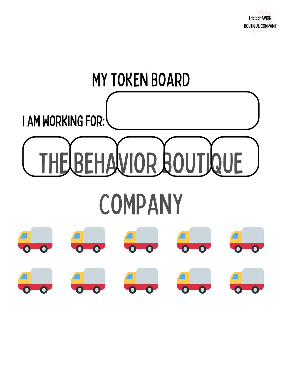 My Token Board Printable (truck) - Etsy