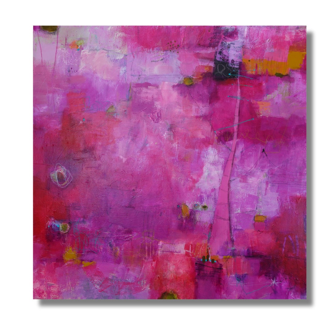 Iris's Secret Garden: Bold and Bright Pink & Purple Abstract Painting ...