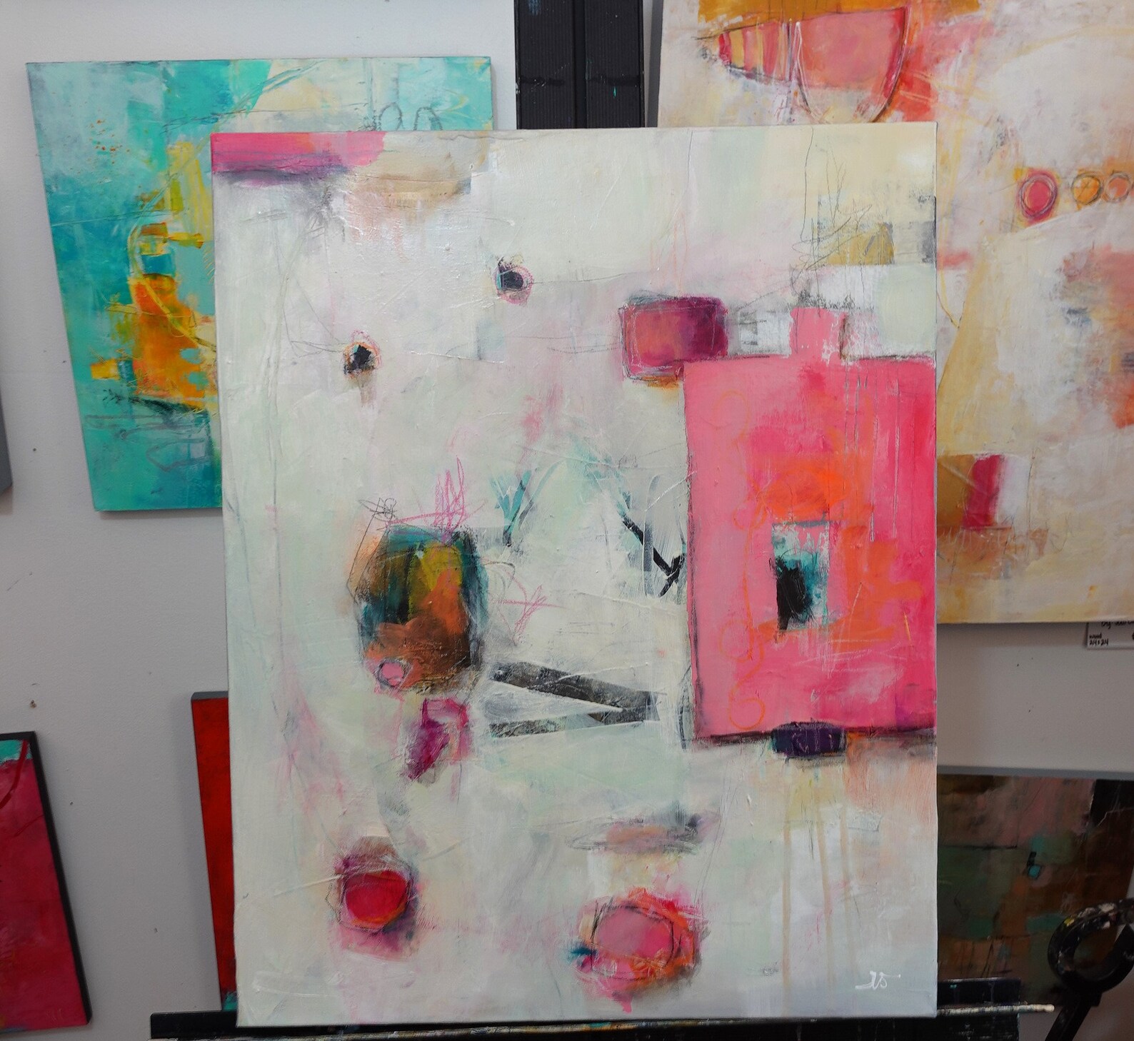 Modern Expressionistic Abstract Art 16x20 Pink and White - Etsy
