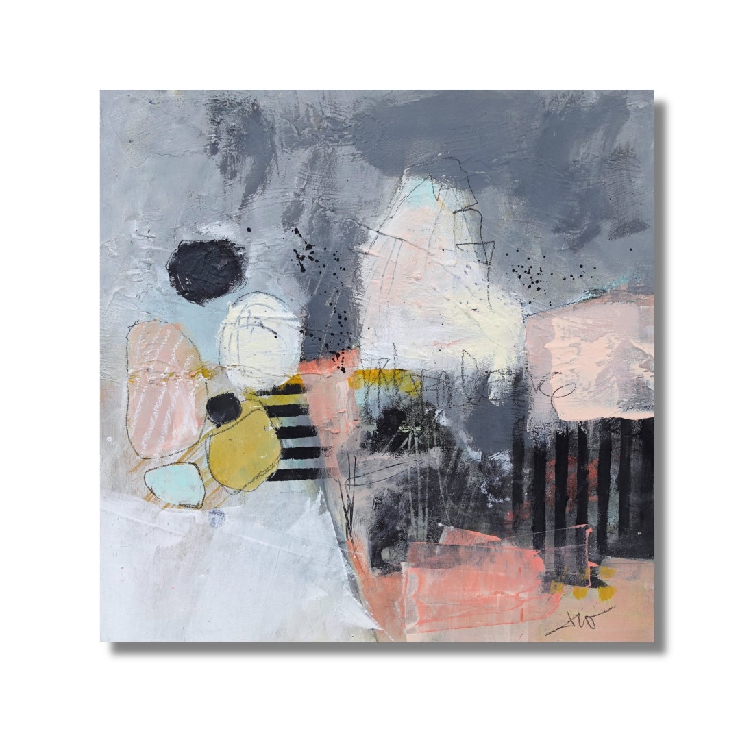 Finding Independence Square Art 12x12 Feminine Abstract Painting Coral ...