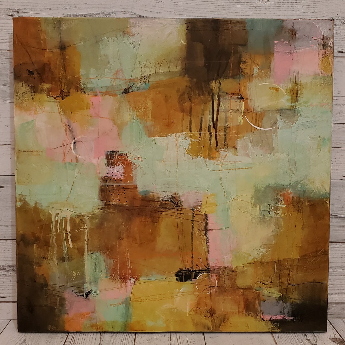 Earth Toned Abstract Painting 20x20 Contemporary Wall Art. - Etsy