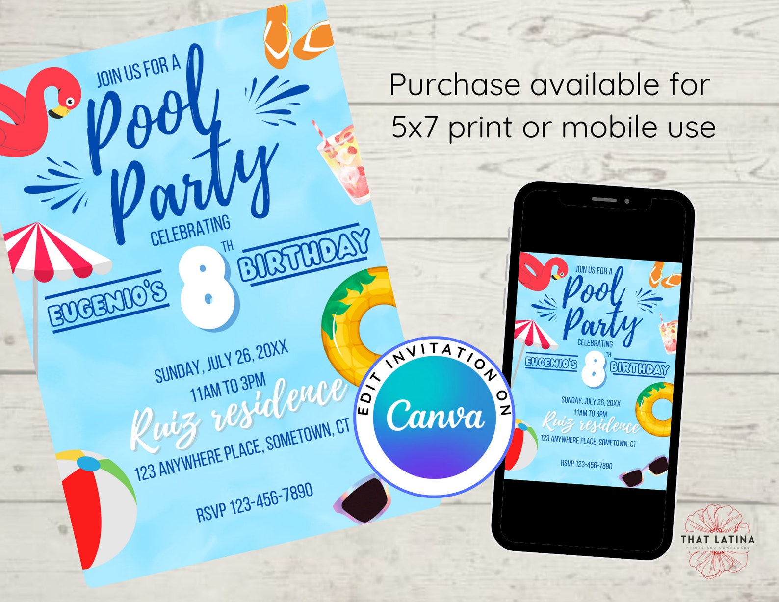 Pool Party Invitation | Floaties Invitation | Birthday Invitation | Kid ...