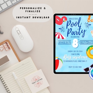Pool Party Invitation | Floaties Invitation | Birthday Invitation | Kid ...