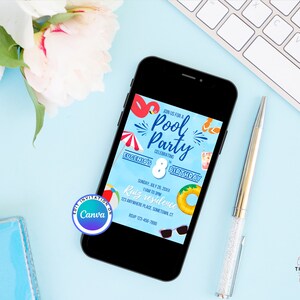 Pool Party Invitation | Floaties Invitation | Birthday Invitation | Kid ...
