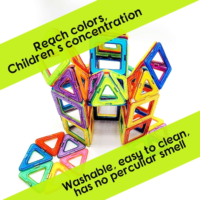 Magnetic Tiles 50 Pcs, Magnetic Building Blocks Big Size Kids Toys ...