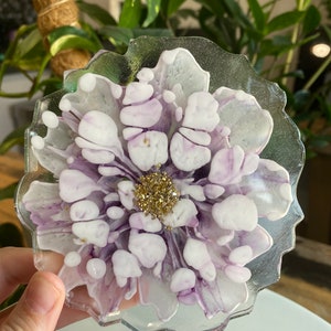 Flower Bloom Coasters Handmade Home Gift Resin Drink Coaster Home Decor ...