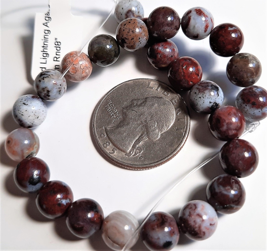 Red Lightning Agate 8mm Round Dakota Stones 8-inch ACTUAL STRAND - Etsy