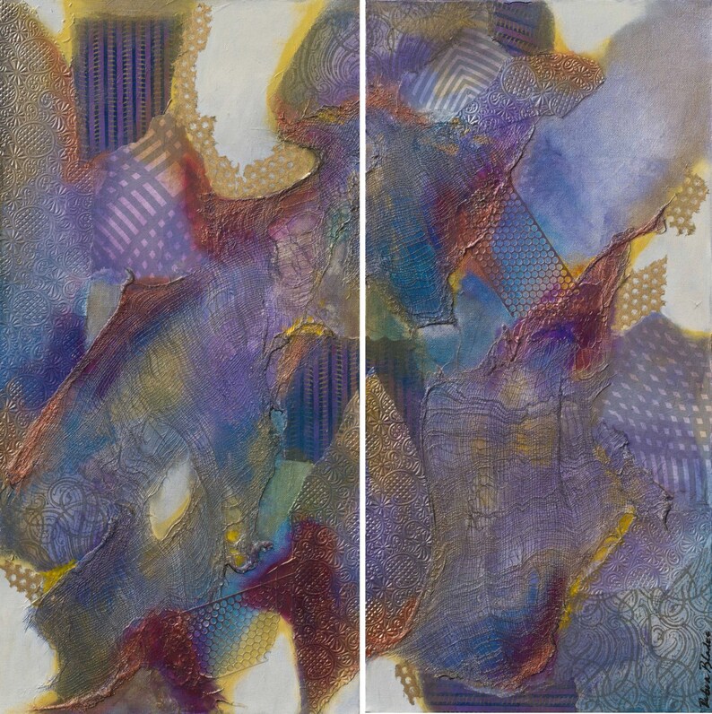 Abstract Art Torn Paper Collage Gold Leaf Contemporary Modern - Etsy