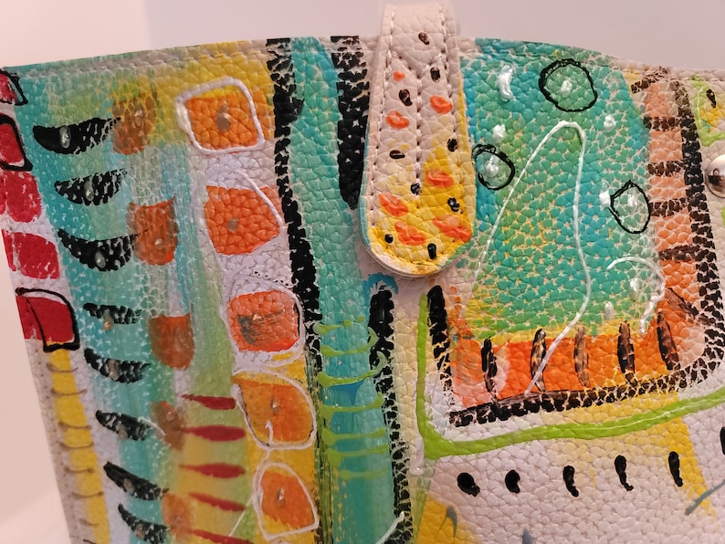 Artsy, HAND PAINTED, Original, Funky Artwork, on Vegan / Faux Leather ...