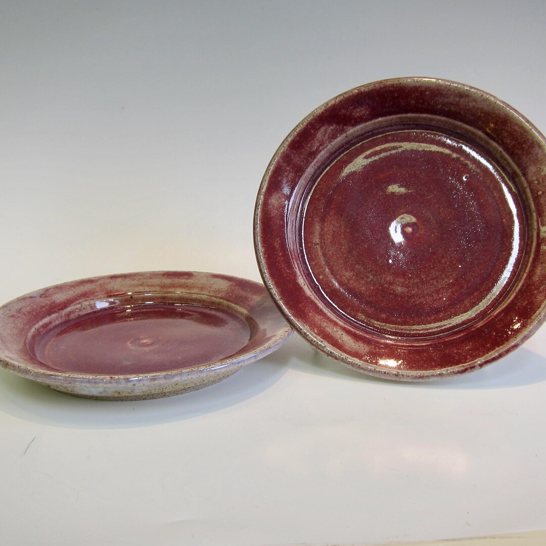 Plum Red Pottery Plates: Rustic Handmade Stoneware Tapas Plates - Etsy