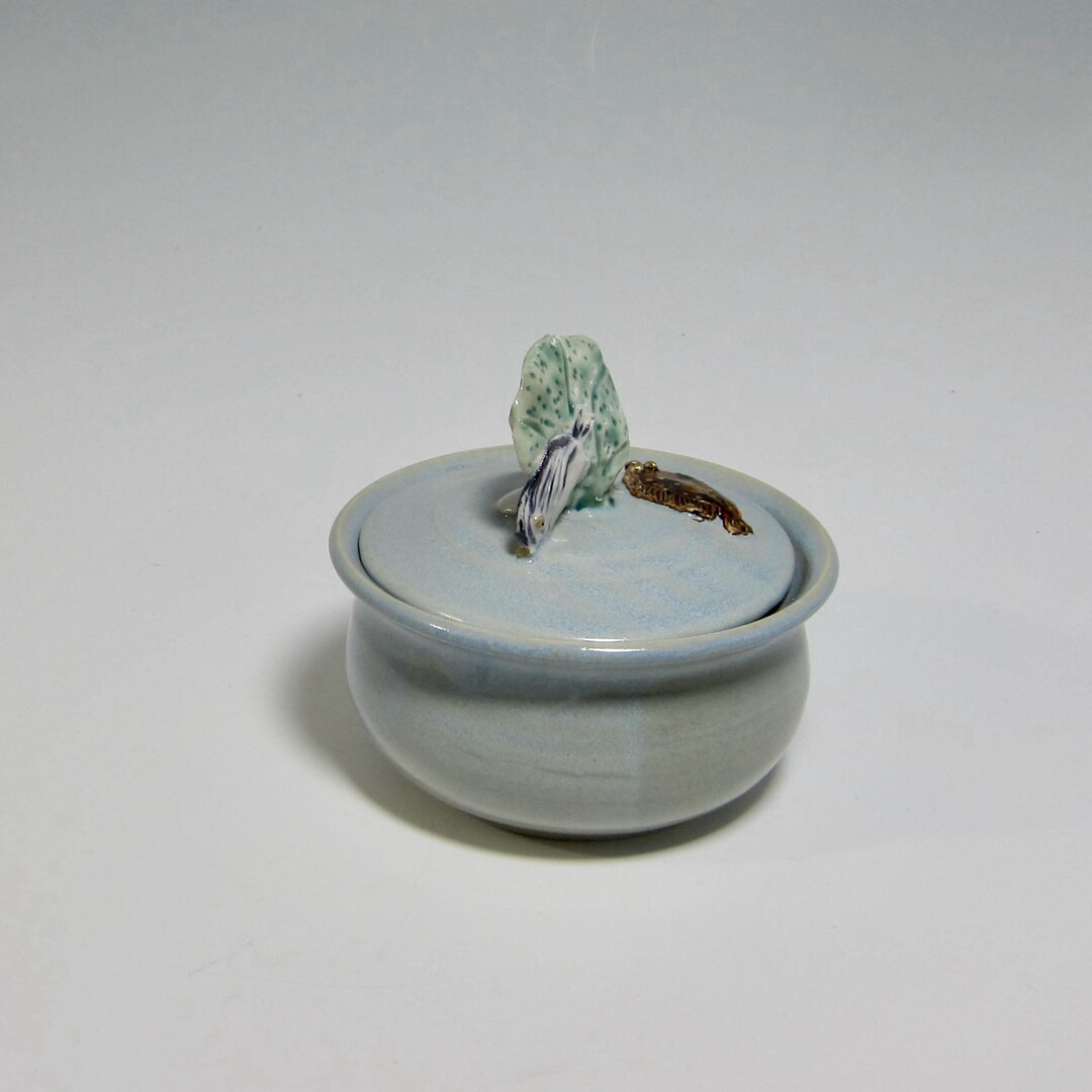 Flounder, Tropical Fish and Coral - Small Ceramic Covered Jar ...